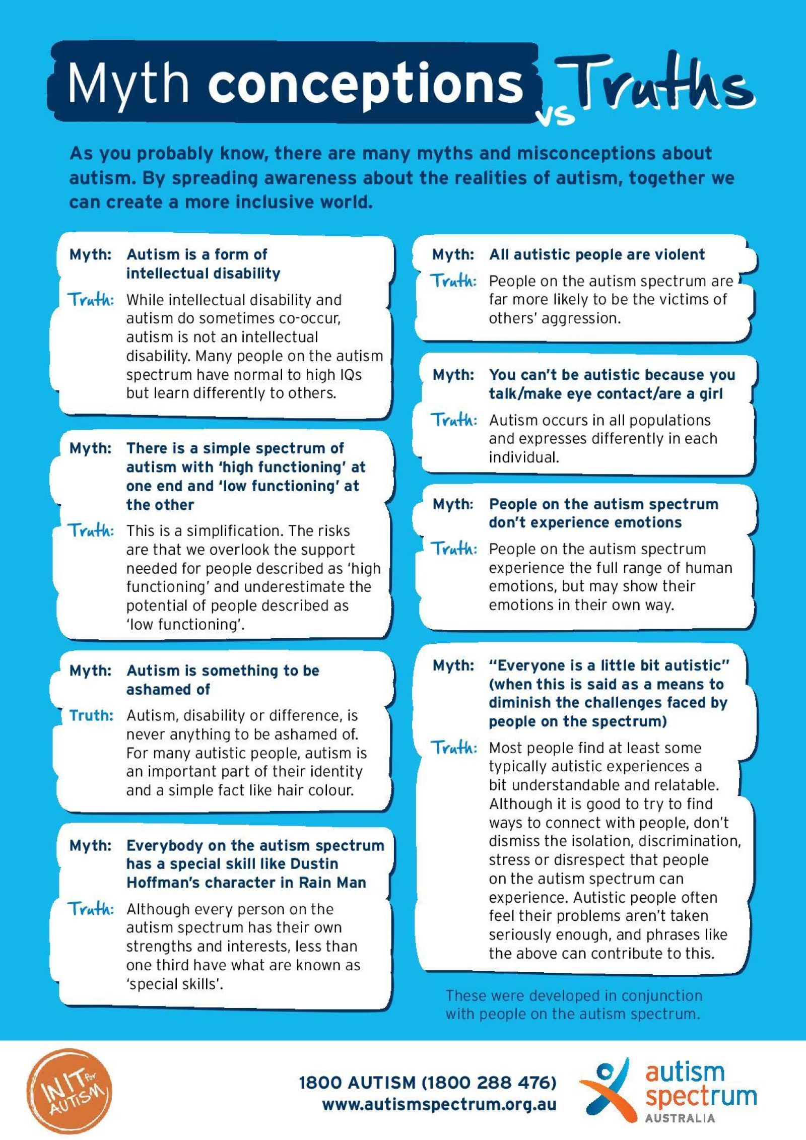 Myth-conceptions vs Truths – Autism Spectrum Australia (Aspect)