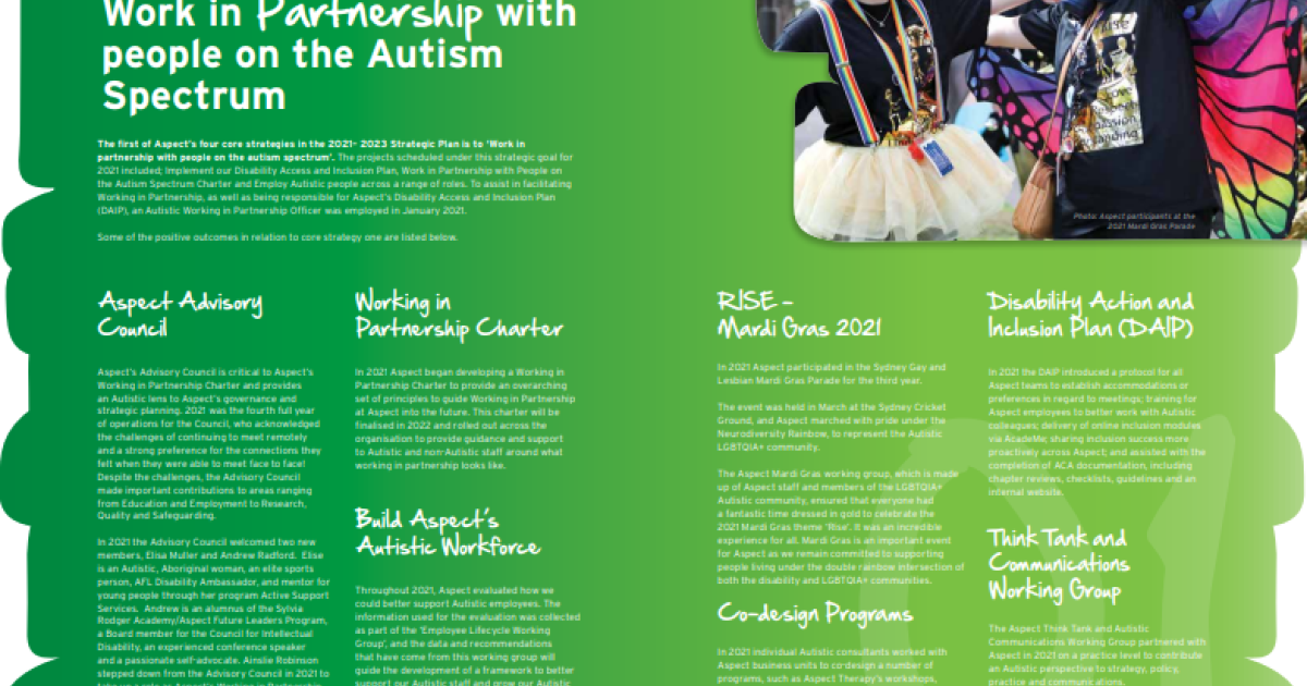 Working in partnership with… – Autism Spectrum Australia (Aspect)